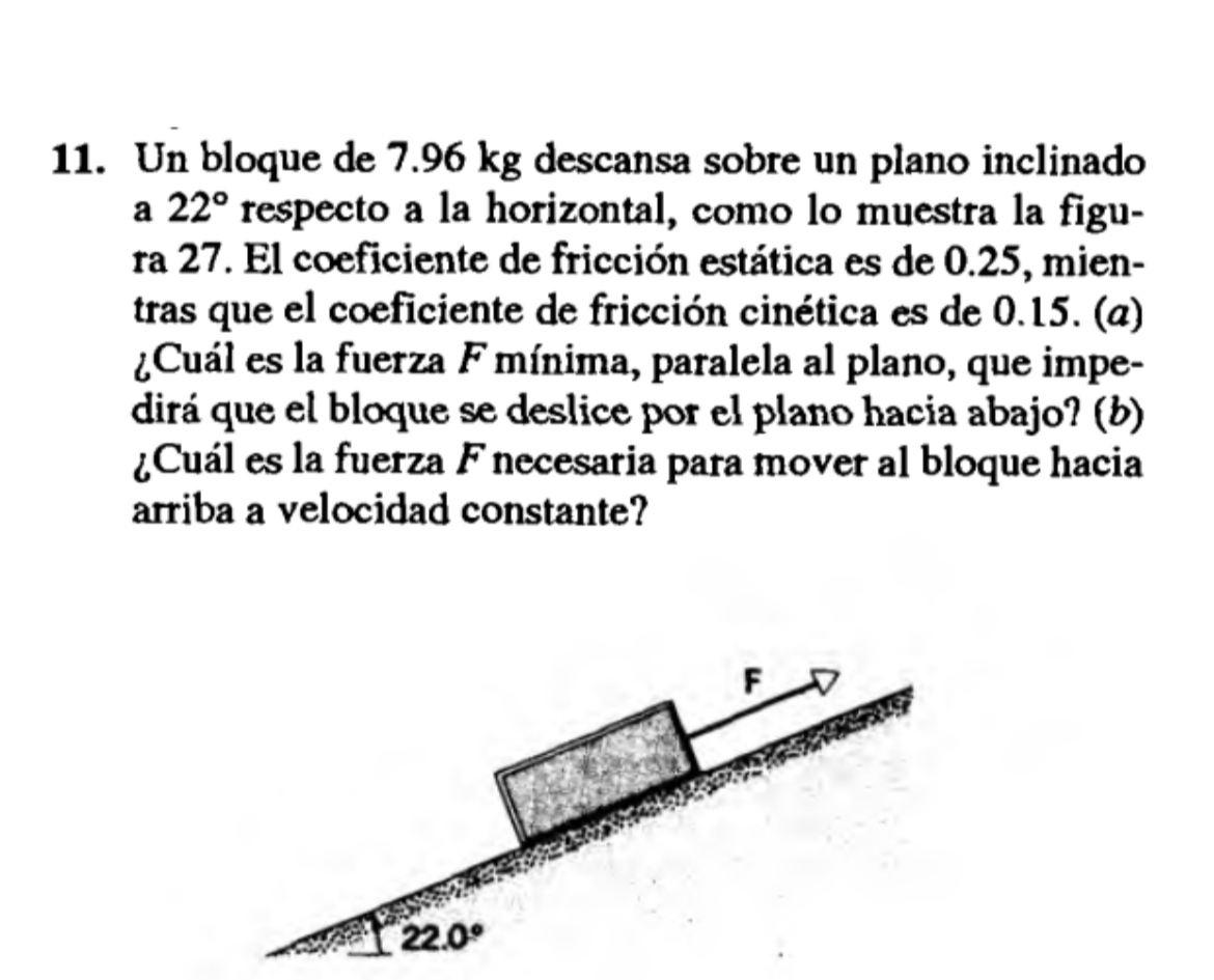 Solved Un bloque de 7.96kg ﻿descansa sobre un plano | Chegg.com