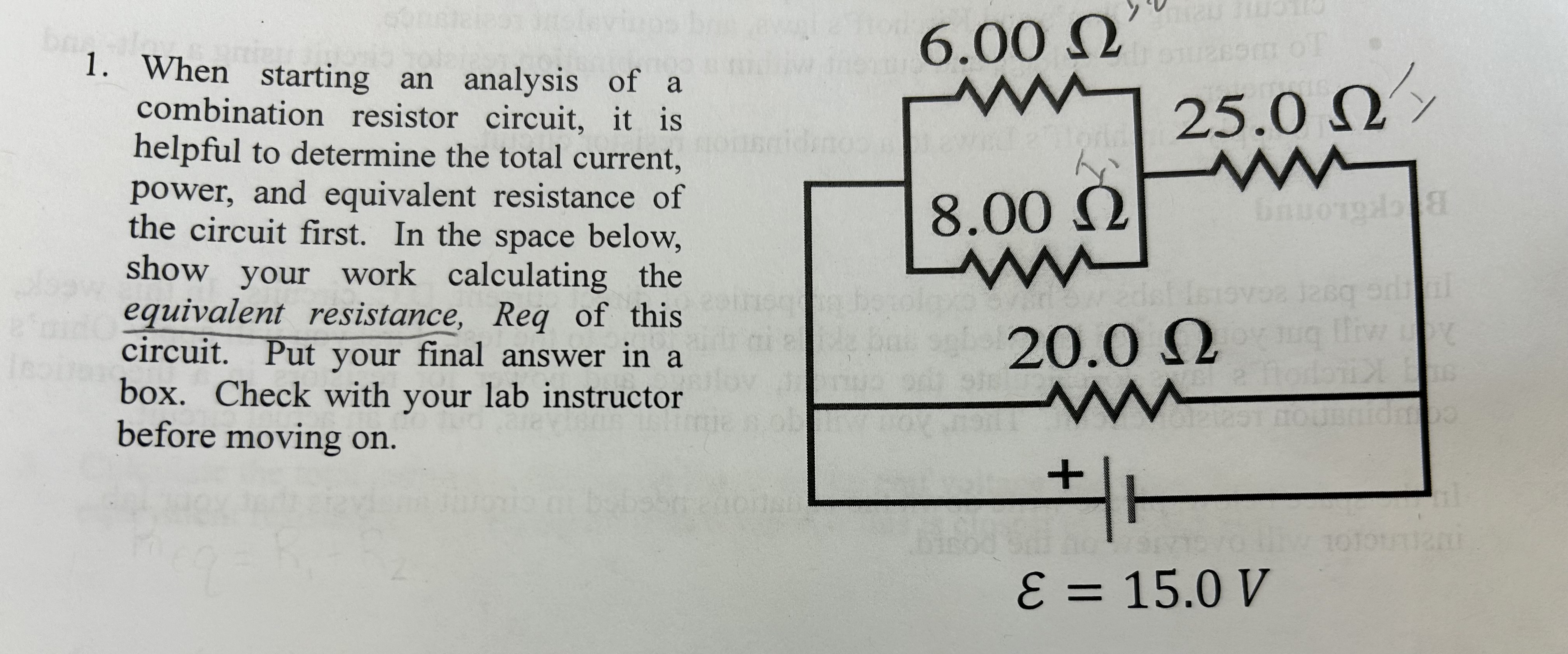 Solved When starting an analysis of acombination resistor | Chegg.com