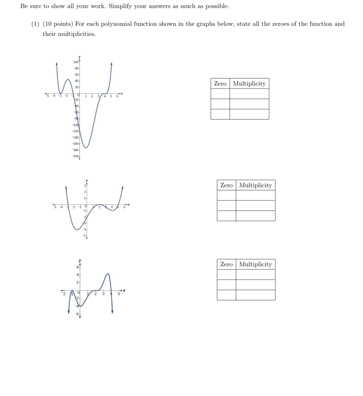 Solved Be Sure To Show All Your Work Simplify Your Answers
