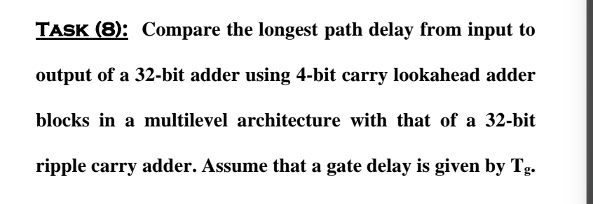 Solved TASK (8): Compare the longest path delay from input | Chegg.com