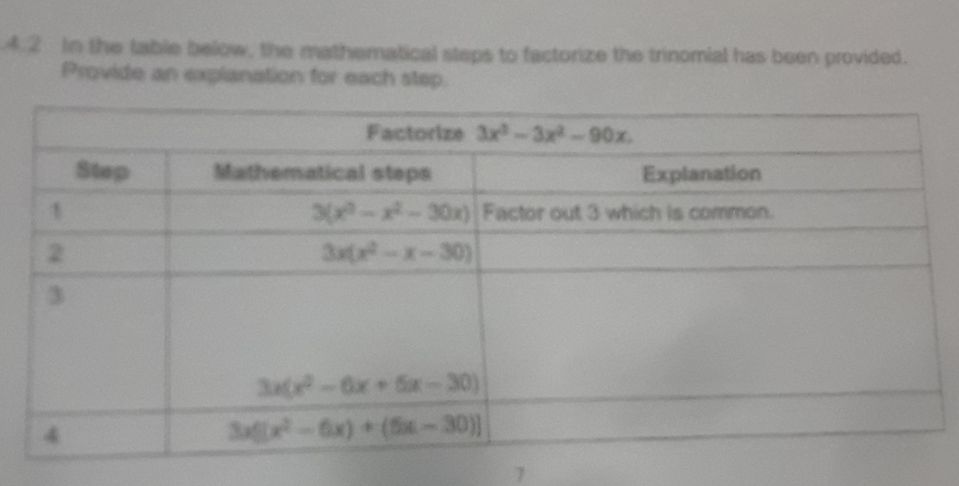 Solved In the tabie beicw, the matherratical steps to | Chegg.com