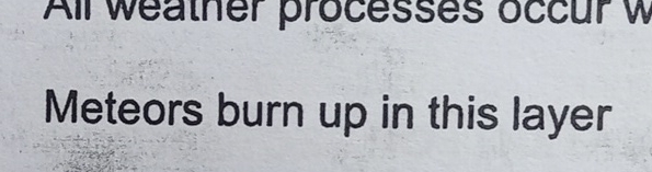 Solved Meteors burn up in this layer | Chegg.com