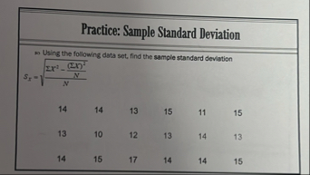 Solved \table[[Practice: Sample Standard Deviation],[*) | Chegg.com