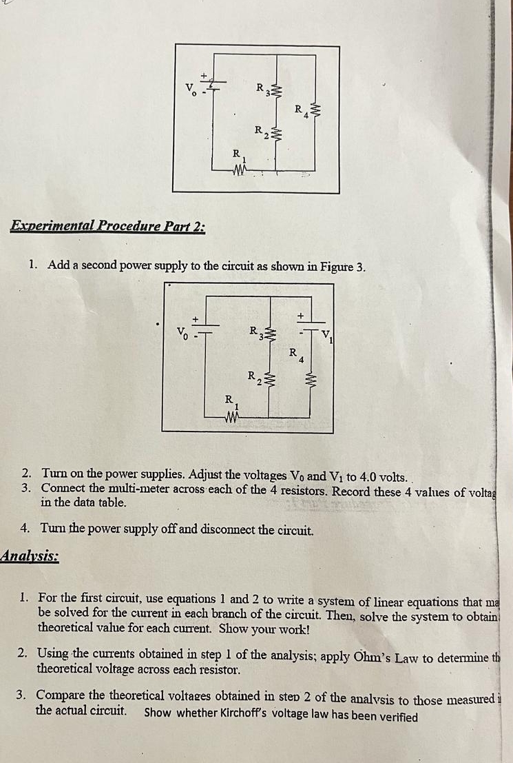 Experimental Procedure Part 2:Add a second power | Chegg.com