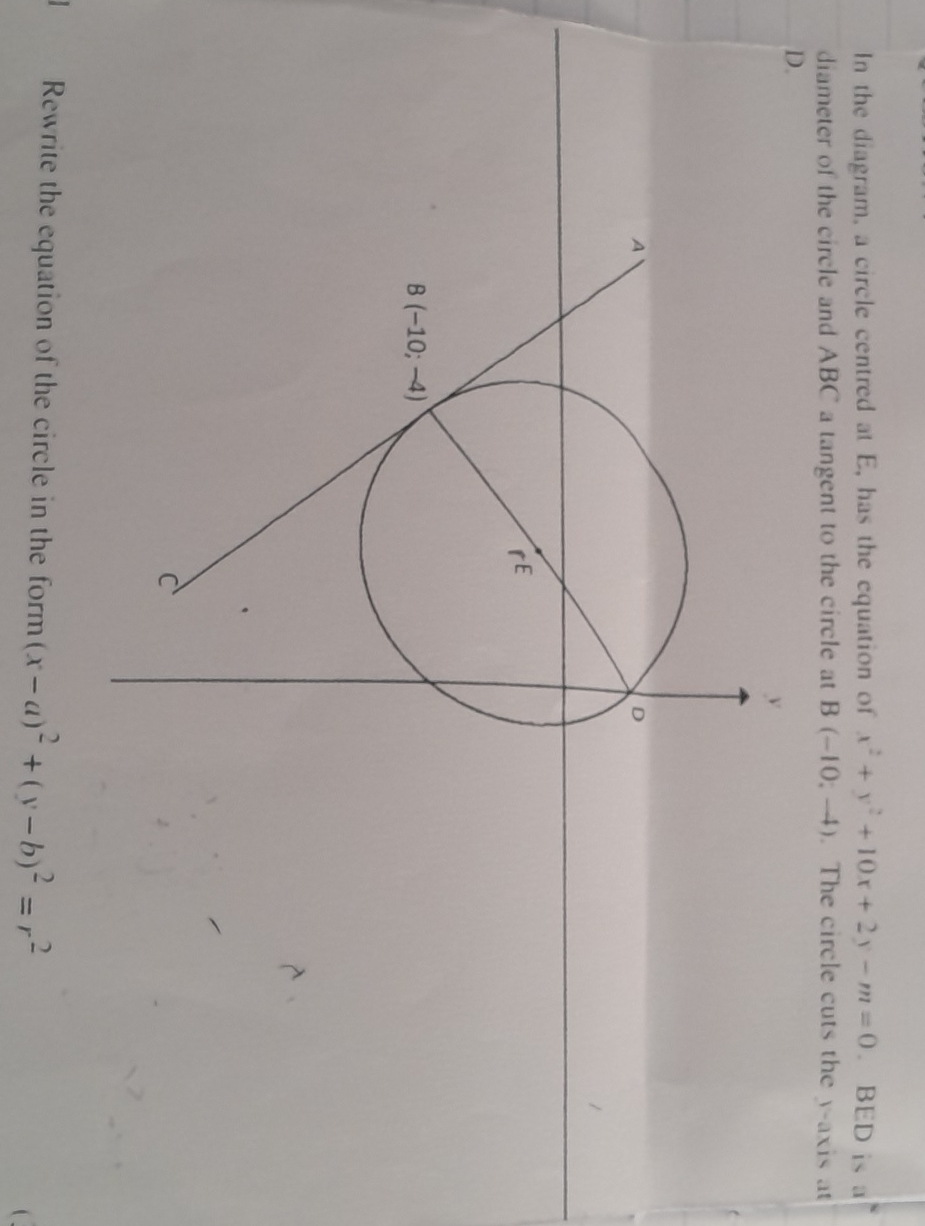 Solved In the diagram, a circle centred at E, ﻿has the | Chegg.com