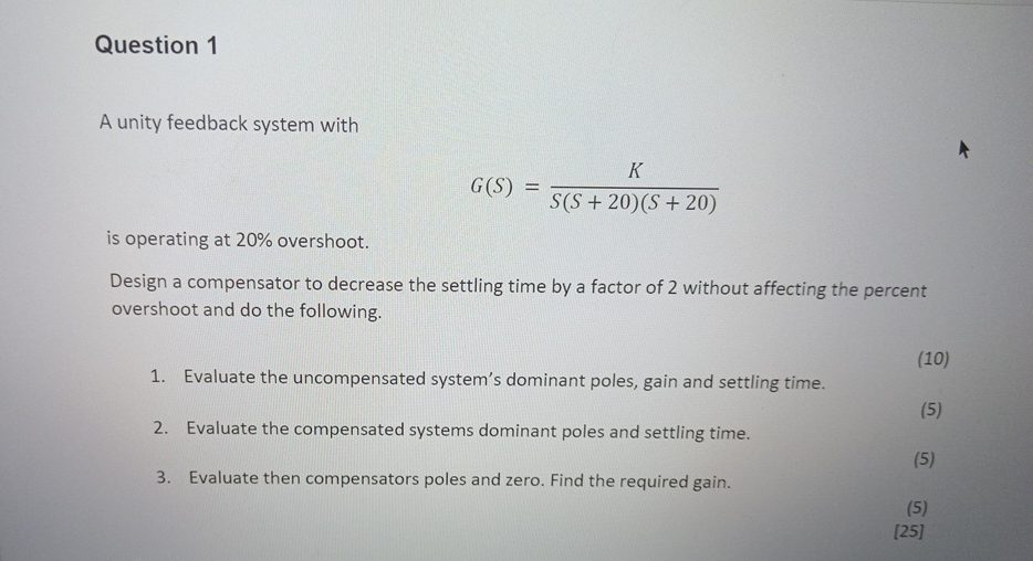 Question 1A unity feedback system | Chegg.com