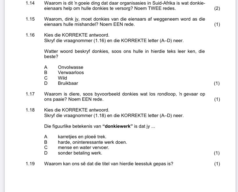 Solved 1.14 ﻿Waarom is dit ' n ﻿goeie ding dat daar | Chegg.com