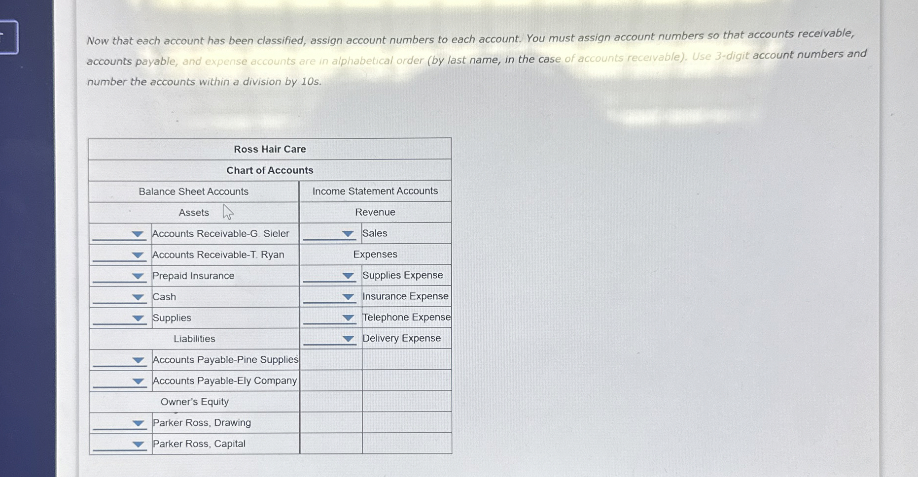 Solved Now that each account has been classified, assign | Chegg.com