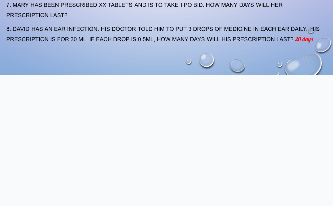 Solved MARY HAS BEEN PRESCRIBED XX TABLETS AND IS TO TAKE I | Chegg.com