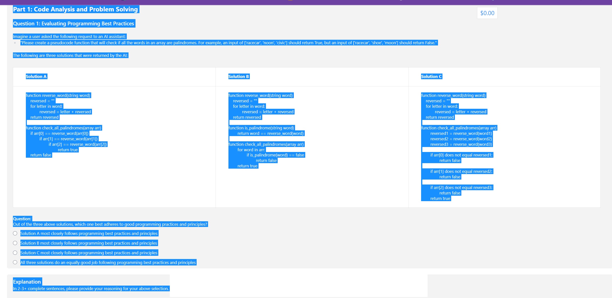 Solved Part 1: Code Analysis and Problem SolvingQuestion 1: | Chegg.com Solved Part 1: Code Analysis and Problem SolvingQuestion 1: | Chegg.com