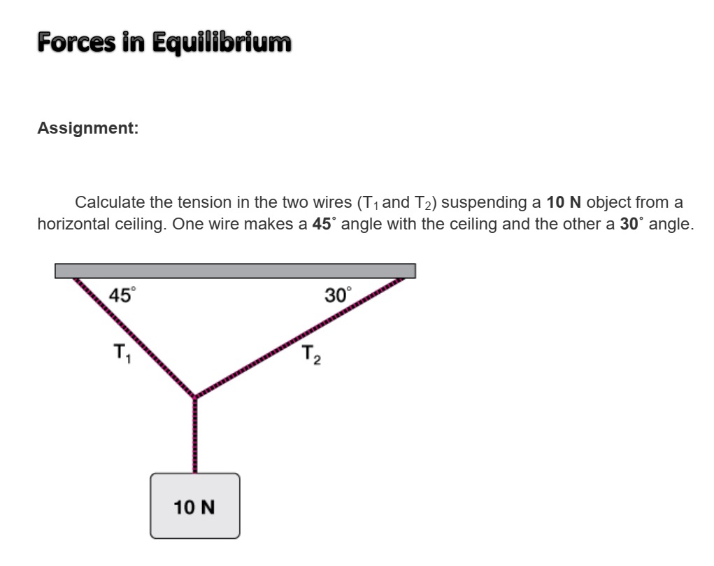 Solved code class="asciimath">T_(1) ﻿and T_(2) 45\deg angle | Chegg.com
