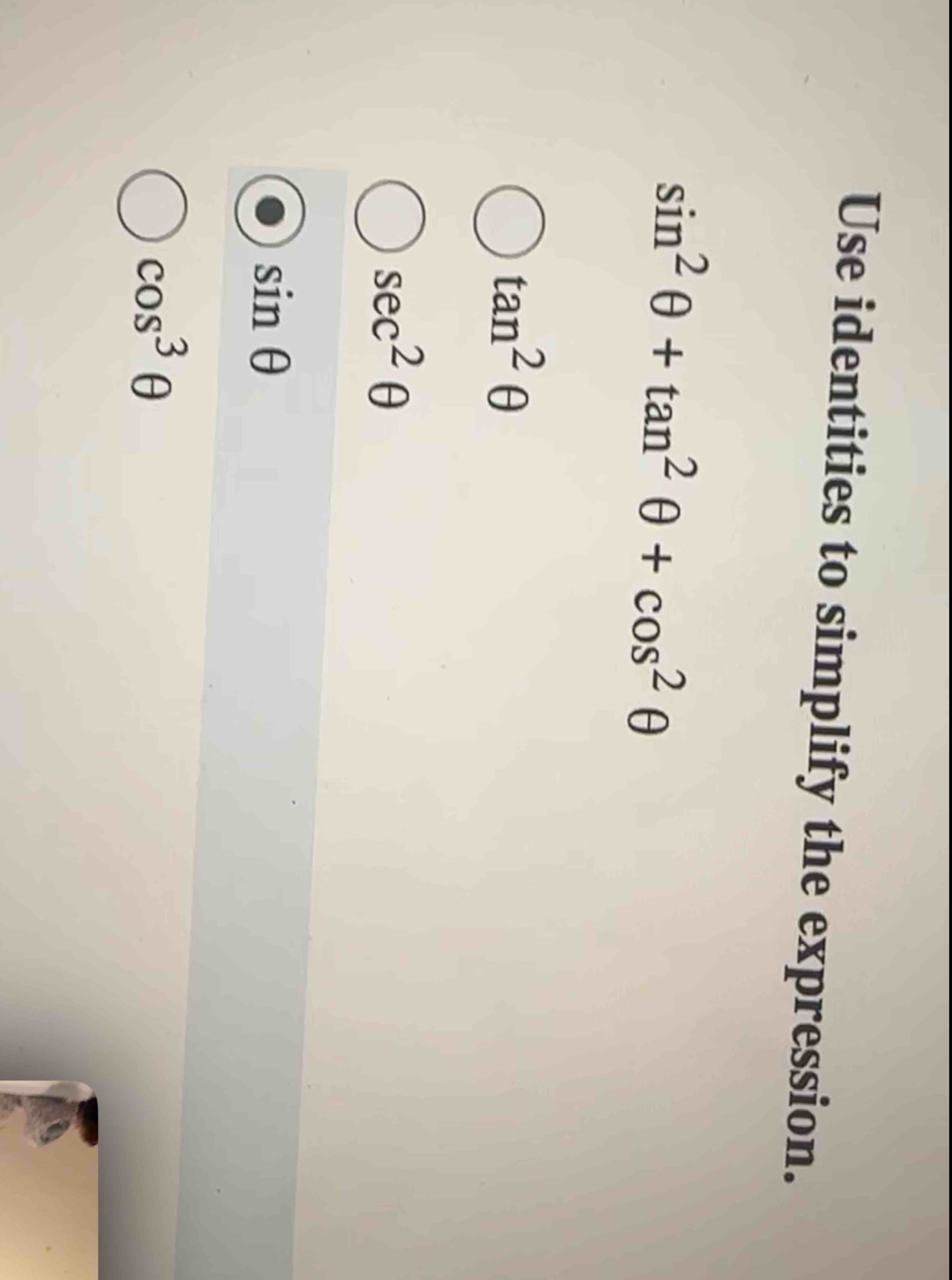 Solved code class="asciimath">Use identities to simplify the | Chegg.com