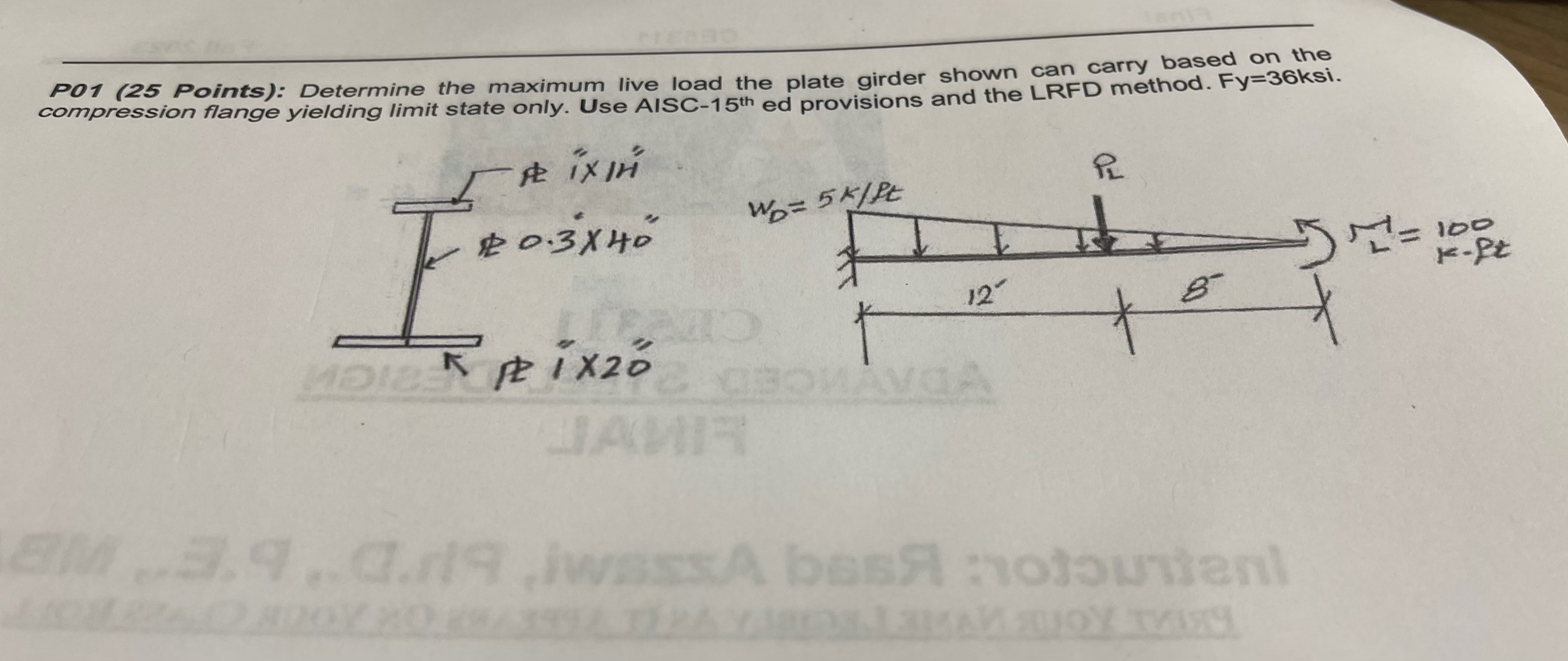 Solved P01 (25 ﻿Points): Determine the maximum live load the | Chegg.com