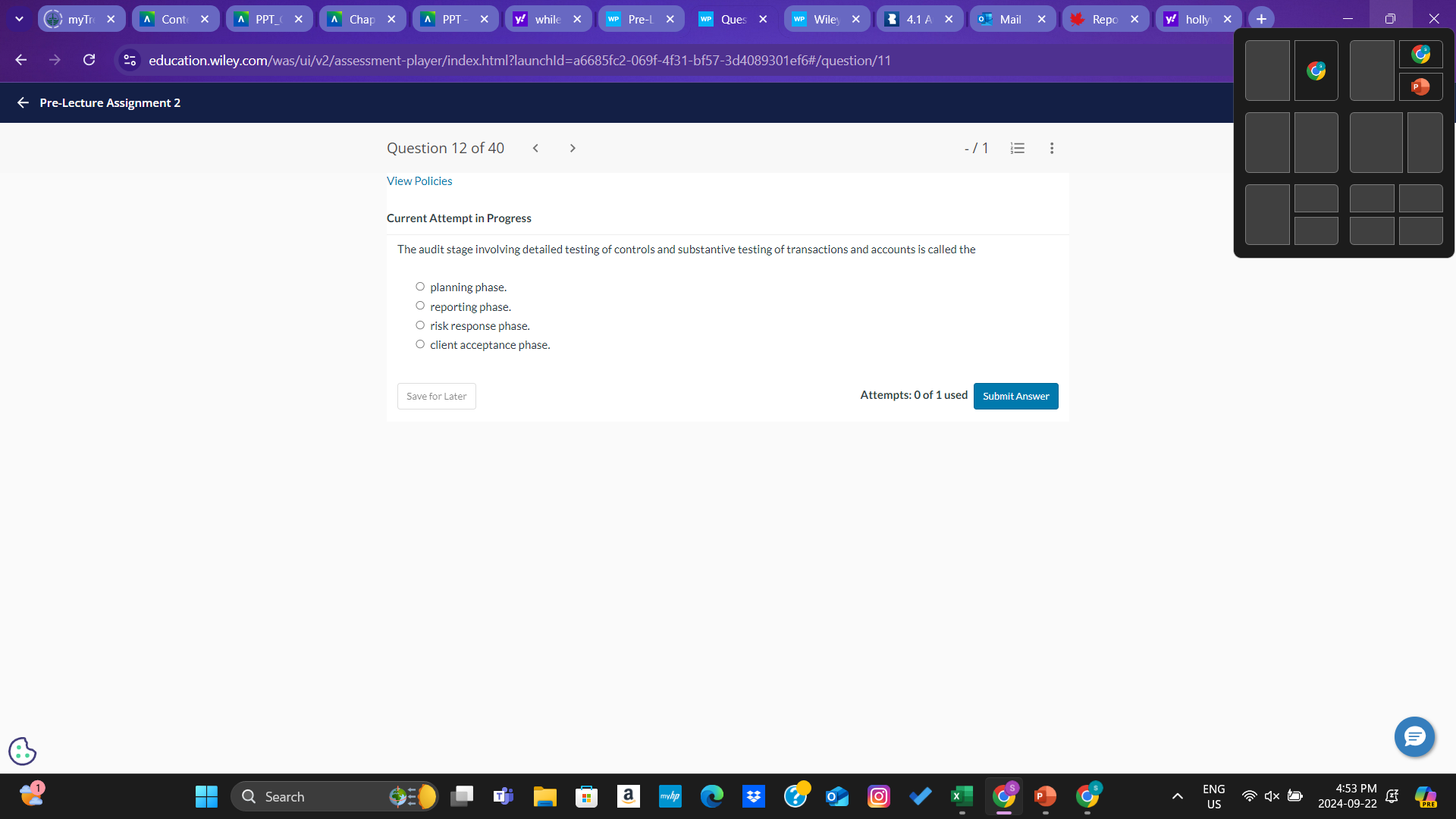 Solved Current Attempt in Progress The audit stage involving | Chegg.com