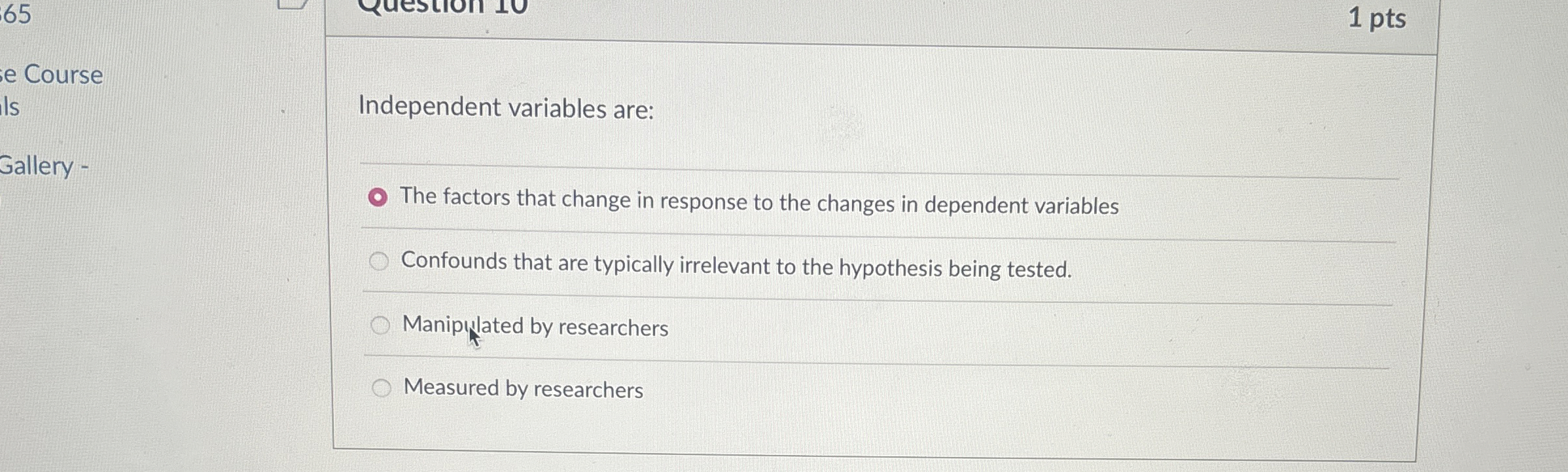 Solved 1 ﻿ptse CourseISIndependent variables are:Gallery | Chegg.com