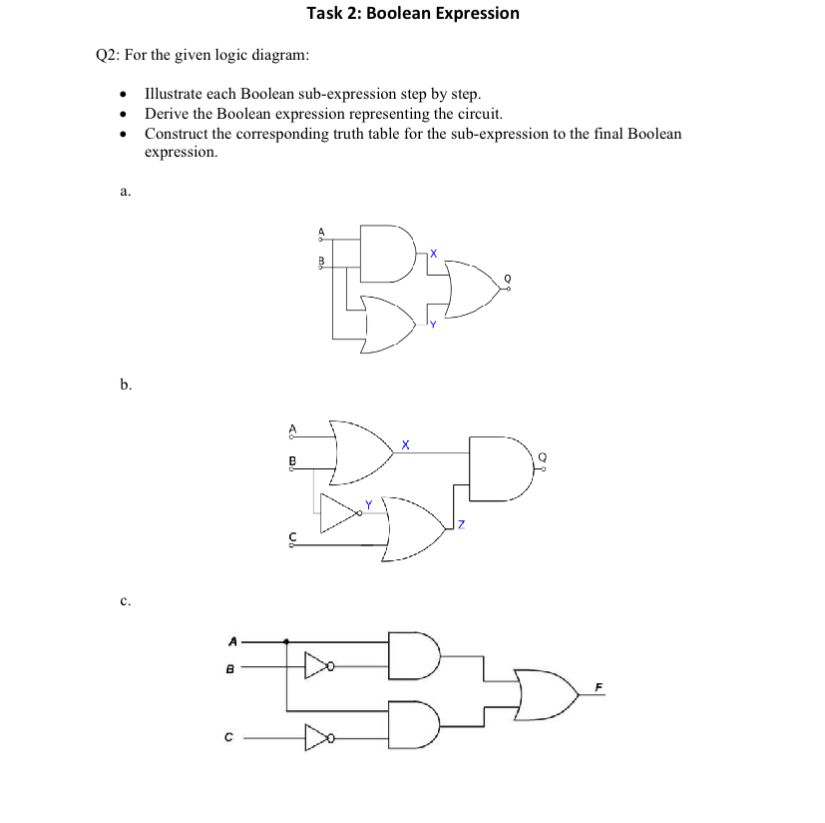 Task 2: Boolean ExpressionQ2: For the given logic | Chegg.com