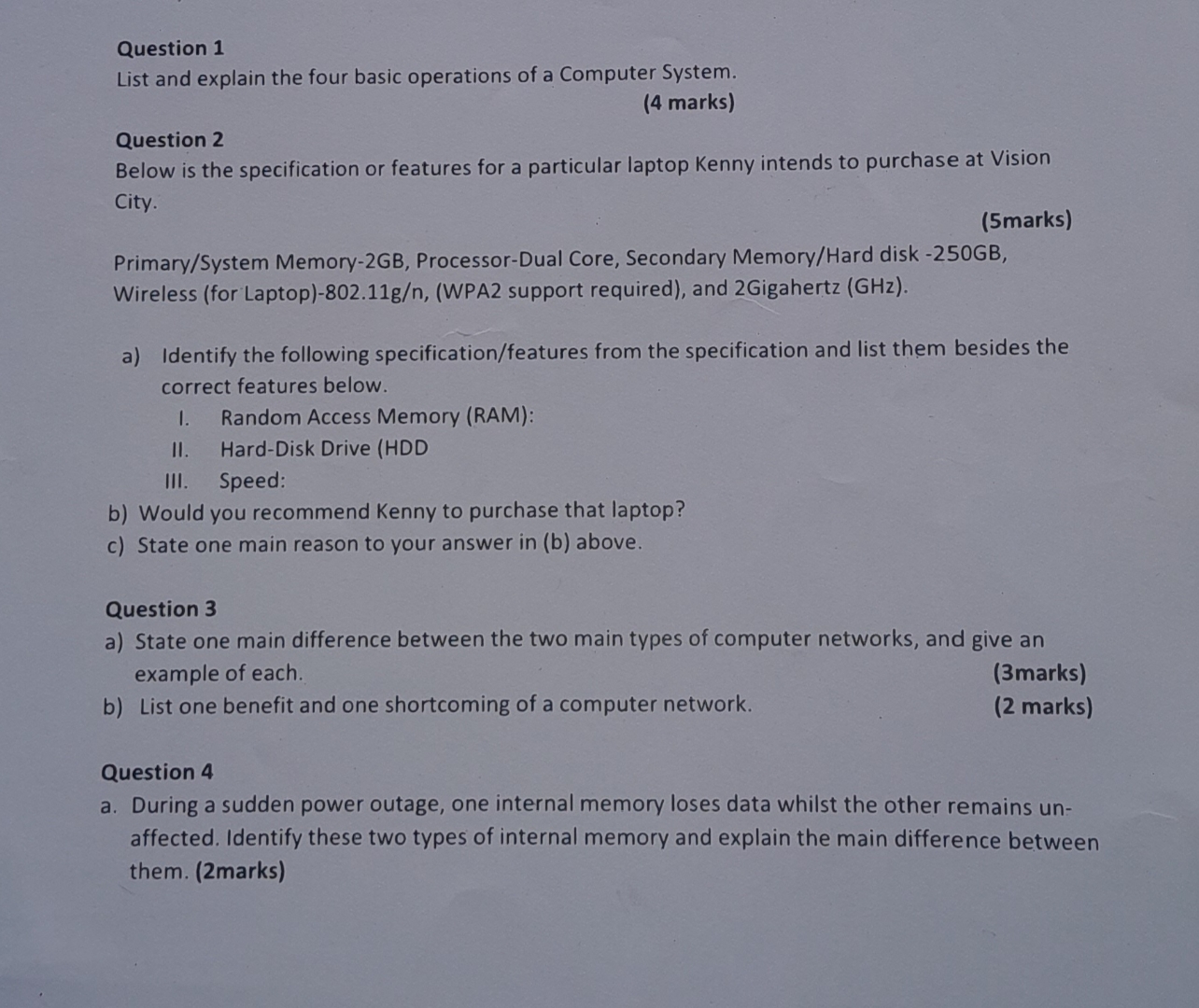 Solved Question 1List and explain the four basic operations | Chegg.com