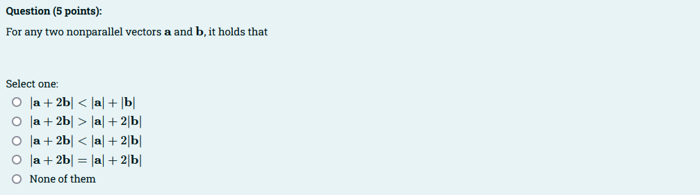 Solved Question (5 ﻿points):For any two nonparallel vectors | Chegg.com