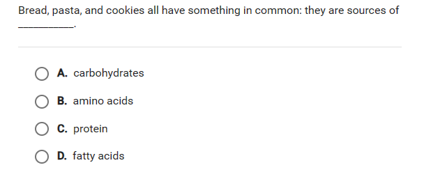 Solved Bread, pasta, and cookies all have something in | Chegg.com