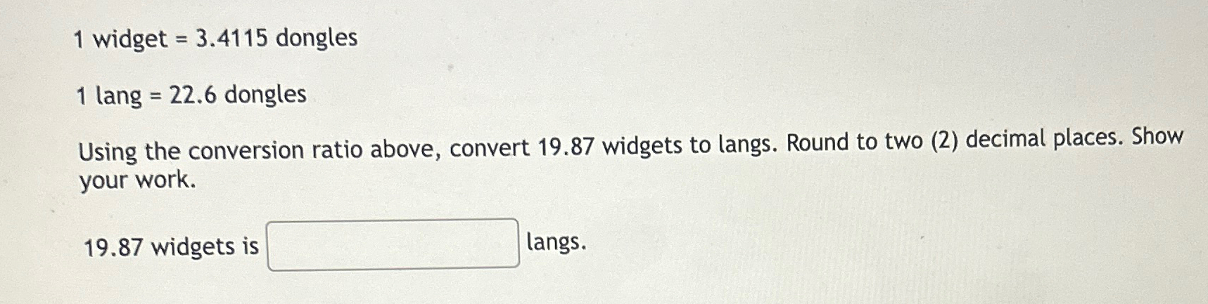 Solved 1 ﻿widget =3.4115 ﻿dongles1 ﻿lang =22.6 ﻿donglesUsing | Chegg.com