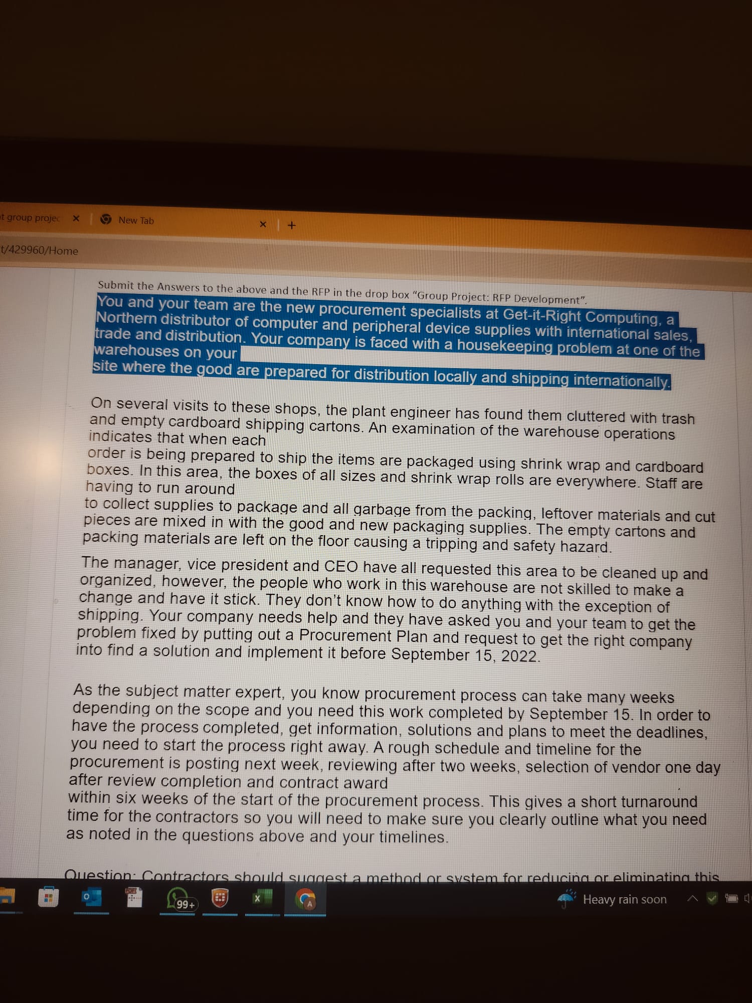 Solved Submit the Answers to the above and the RFP in the | Chegg.com