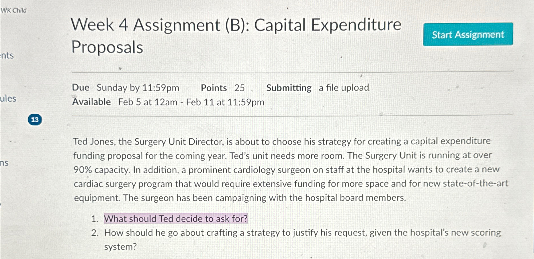 Solved Week 4 ﻿Assignment (B): Capital Expenditure | Chegg.com