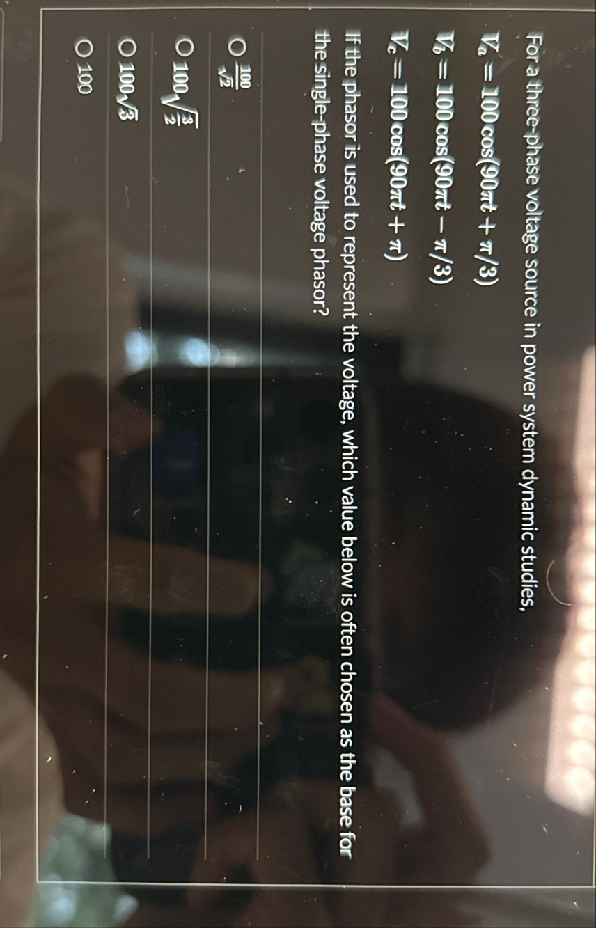 Solved For a three-phase voltage source in power system | Chegg.com