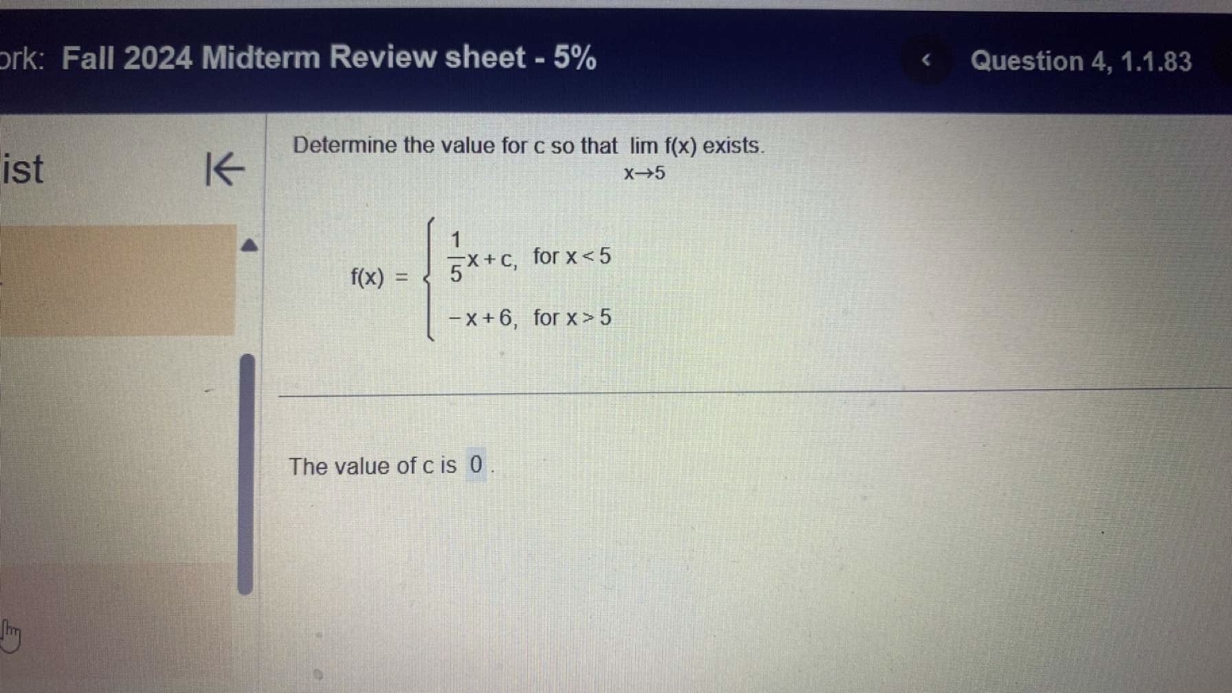 Solved Fall 2024 ﻿Midterm Review sheet - 5%Question | Chegg.com