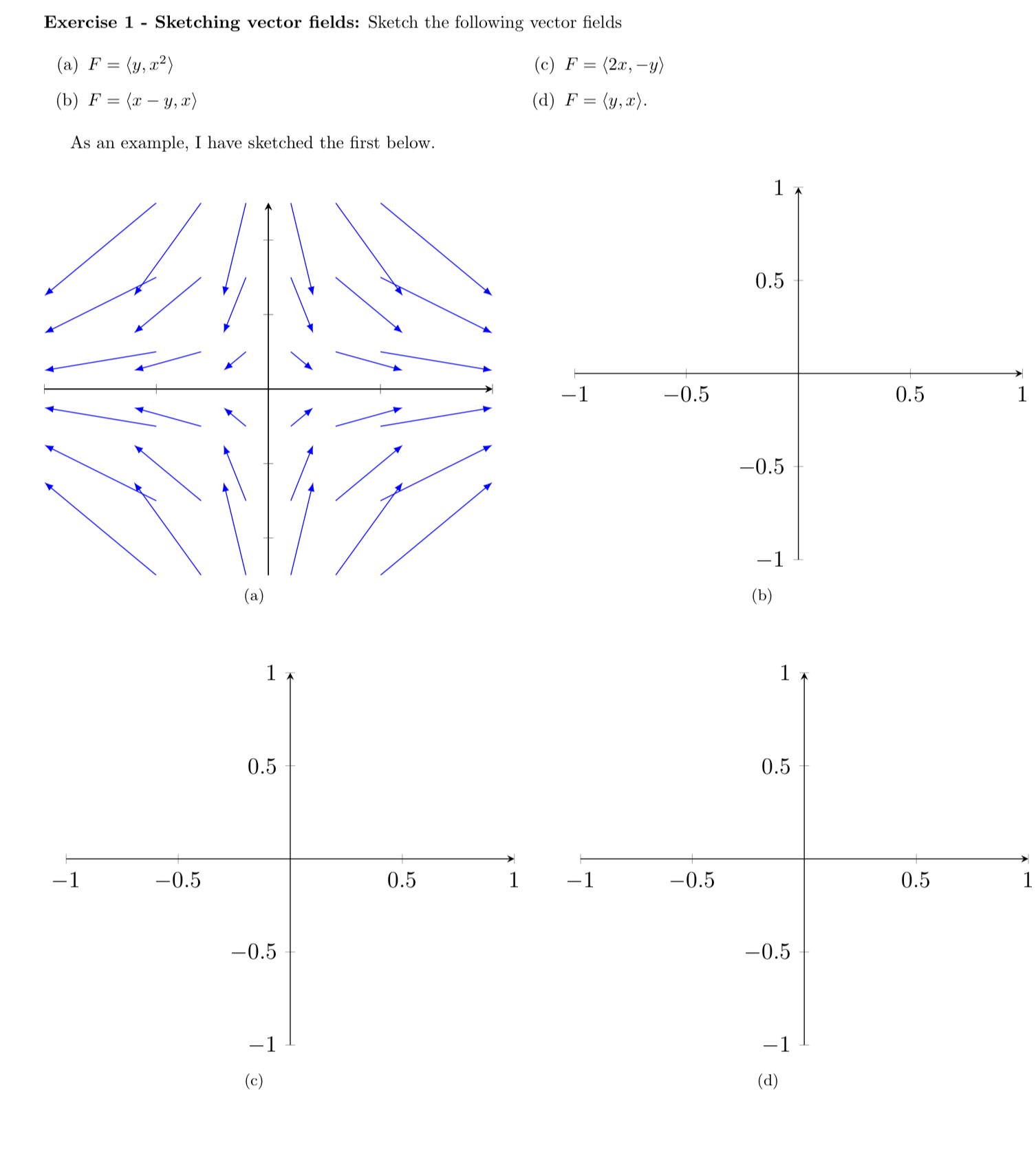 Solved Exercise 1 - ﻿Sketching vector fields: Sketch the | Chegg.com