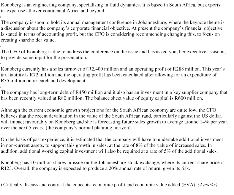 Solved Konoberg is an engineering company, specialising in | Chegg.com