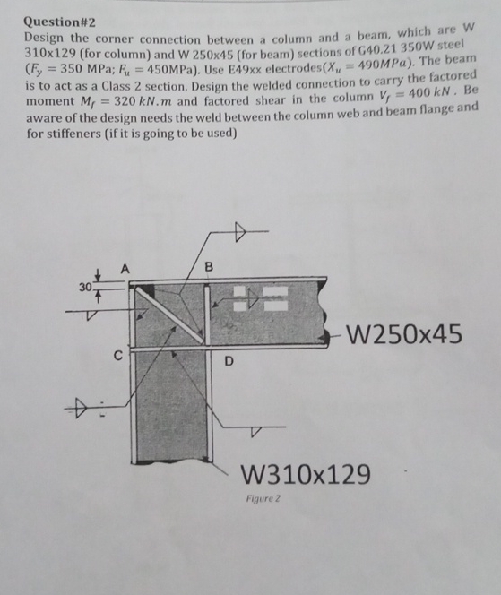 Solved Question#2Design the corner connection between a | Chegg.com