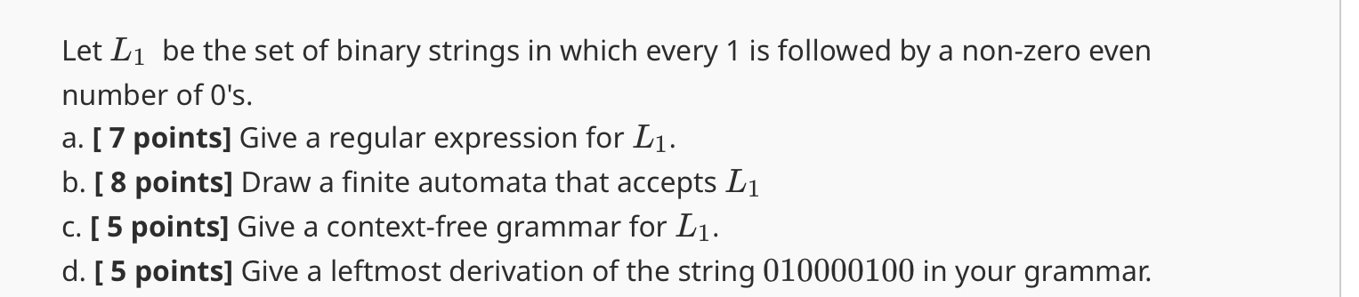 Solved Let L1 ﻿be the set of binary strings in which every 1 | Chegg.com
