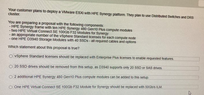 Solved Your customer plans to deploy a VMware ESXI with HPE | Chegg.com