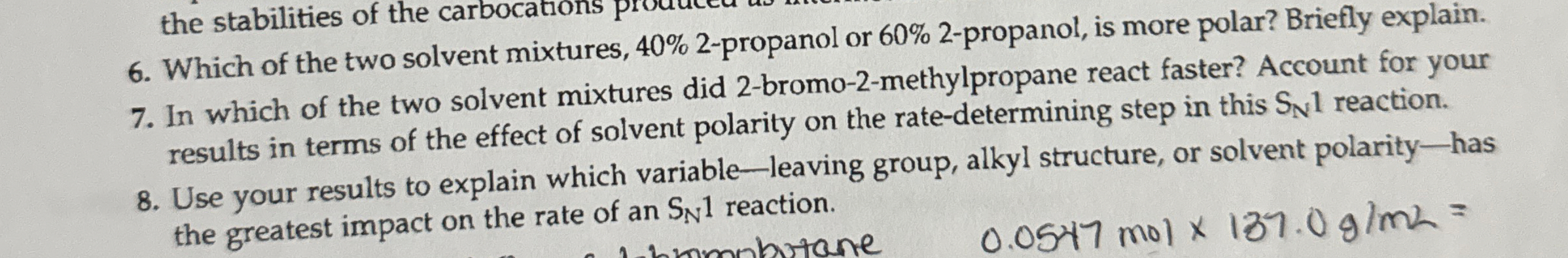 Solved Which of the two solvent mixtures, 40% 2-propanol or | Chegg.com