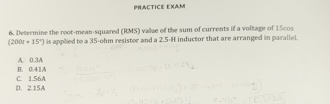 Solved PRACTICE EXAM6. ﻿Determine the root-mean-squared | Chegg.com