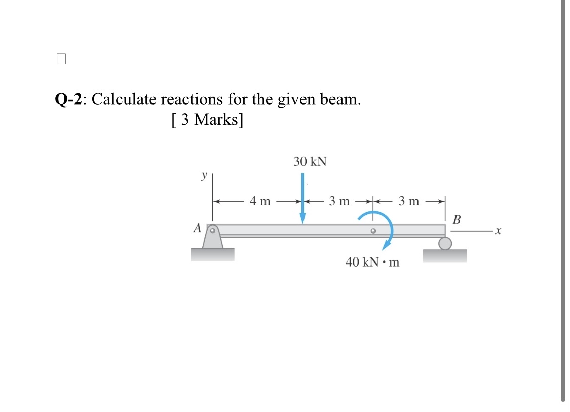 Solved Q-2: Calculate reactions for the given beam. [3 | Chegg.com Solved Q-2: Calculate reactions for the given beam. [3 | Chegg.com