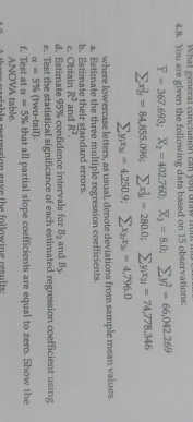 Solved 4.8. ﻿You are given the following data based on 15 | Chegg.com