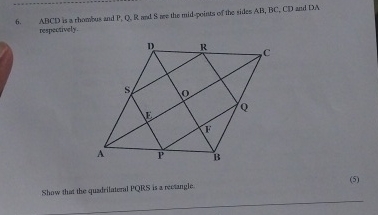 Solved code class="asciimath">ABCD is a rhombus and P,Q,R | Chegg.com