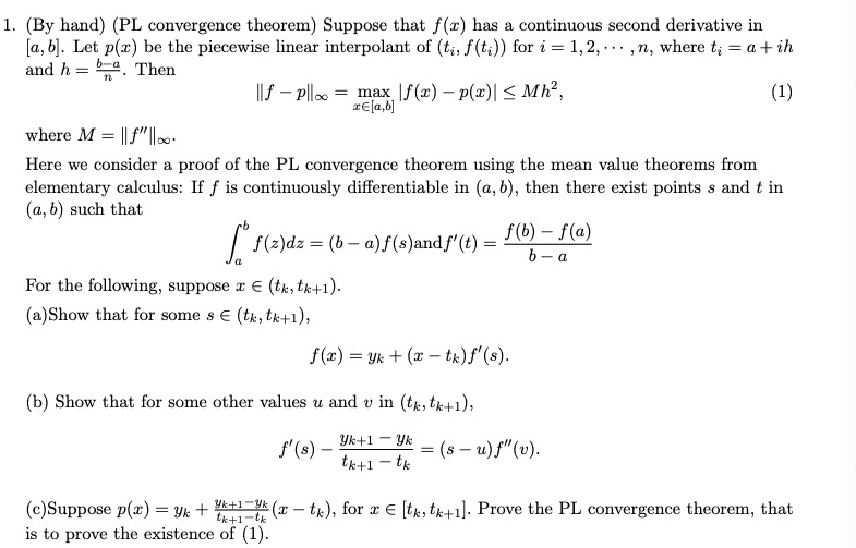Solved (By hand) (PL convergence theorem) ﻿Suppose that f(x) | Chegg.com