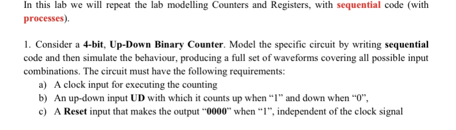Solved In this lab we will repeat the lab modelling Counters | Chegg.com