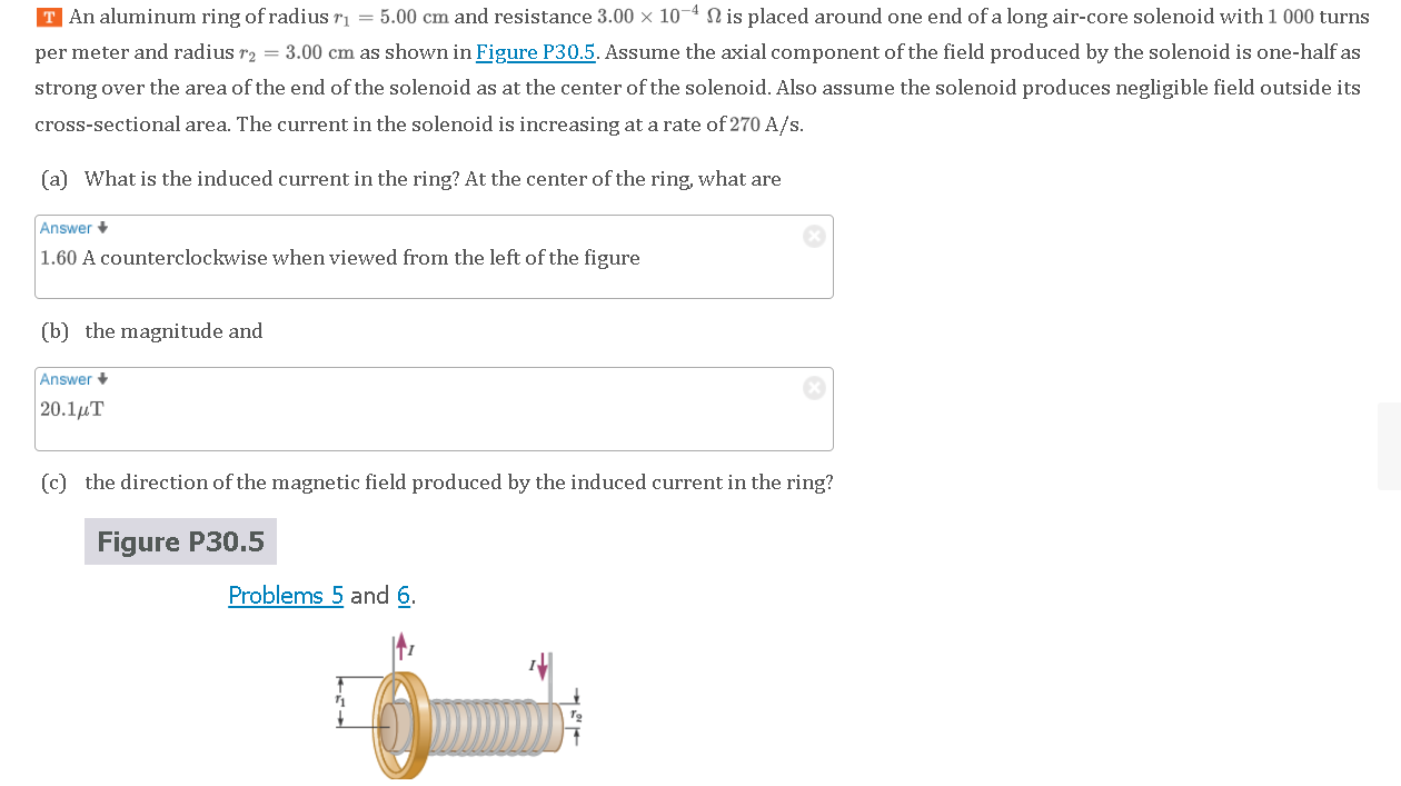 Solved T An aluminum ring of radius r1=5.00cm ﻿and | Chegg.com