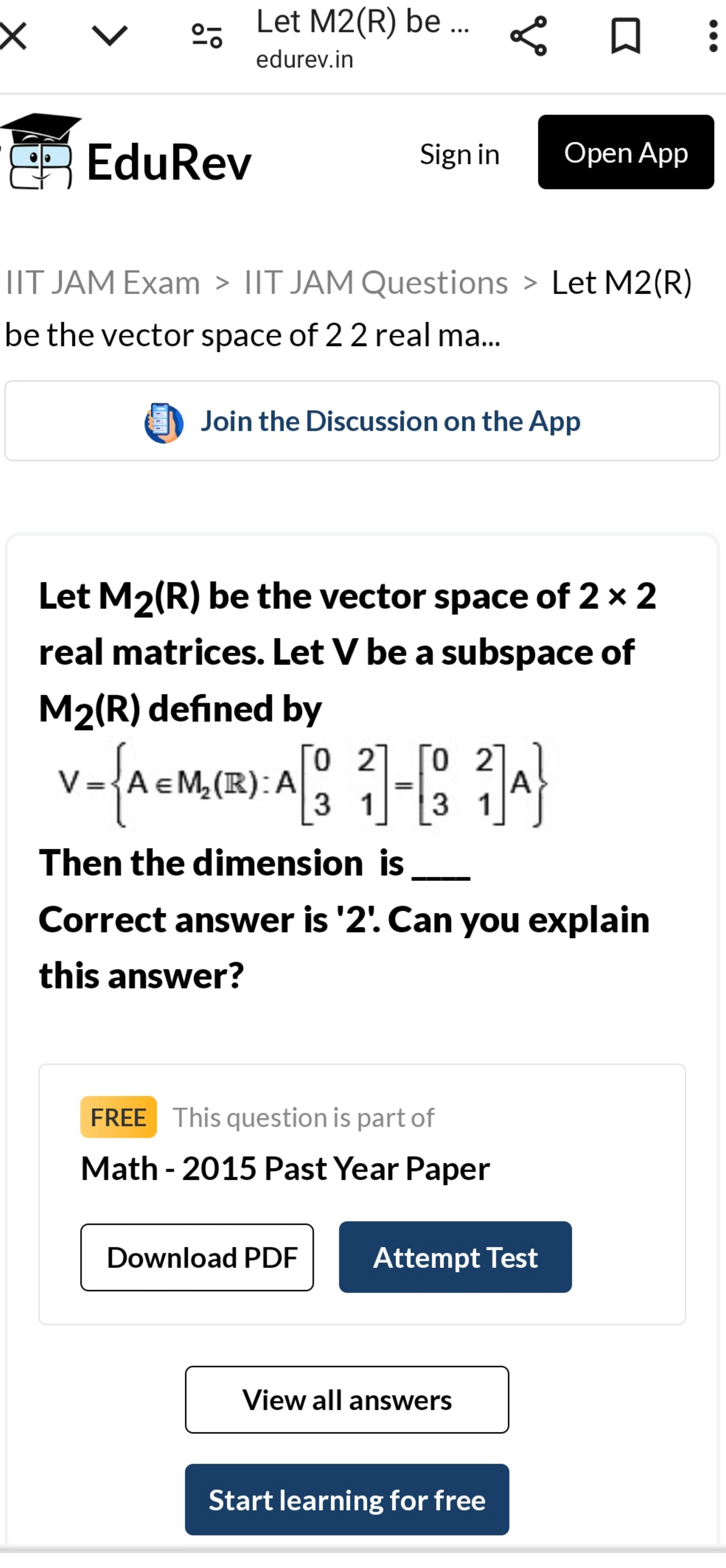 Solved Let M2(R) ﻿be the vector space of 2×2 ﻿real matrices. | Chegg.com