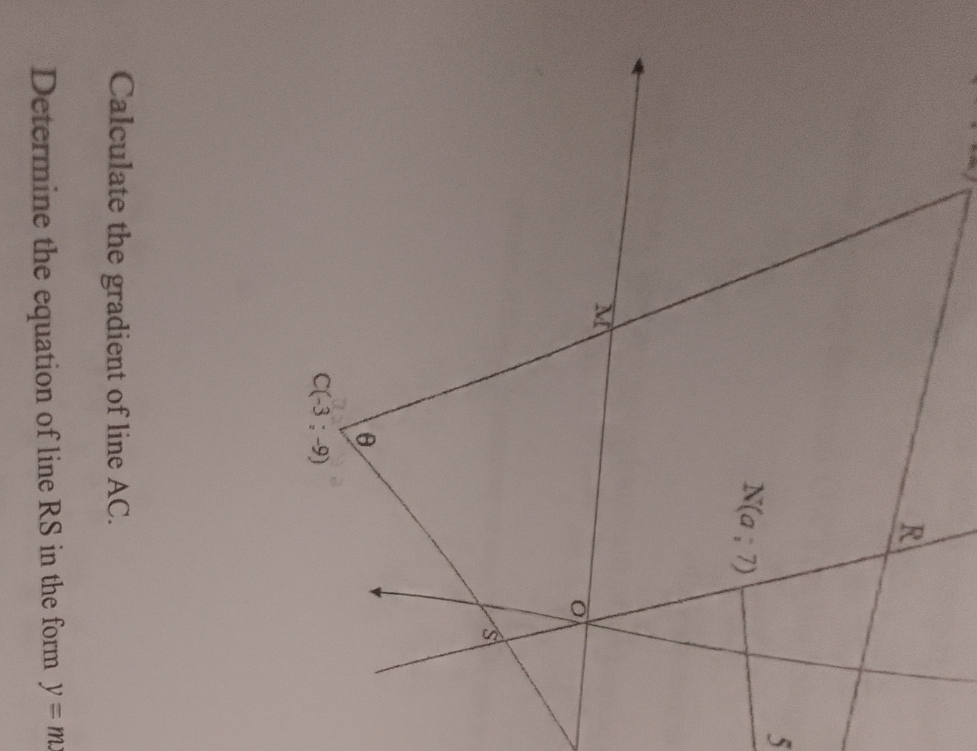 Calculate the gradient of line AC. ﻿Determine the | Chegg.com