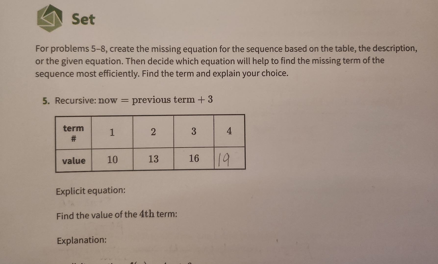 Solved SetFor problems 5-8, ﻿create the missing equation for | Chegg.com