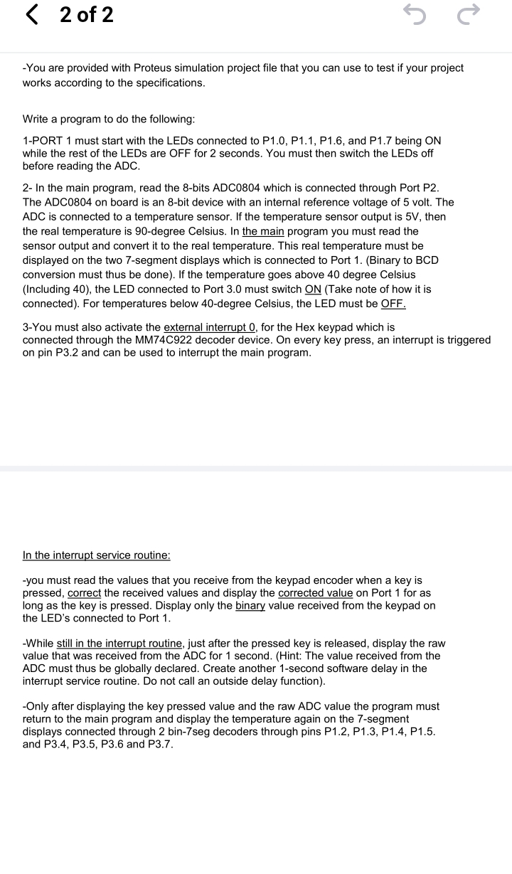 2 ﻿of 2-You are provided with Proteus simulation | Chegg.com