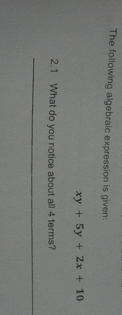 Solved The following algebraic expression is given: | Chegg.com