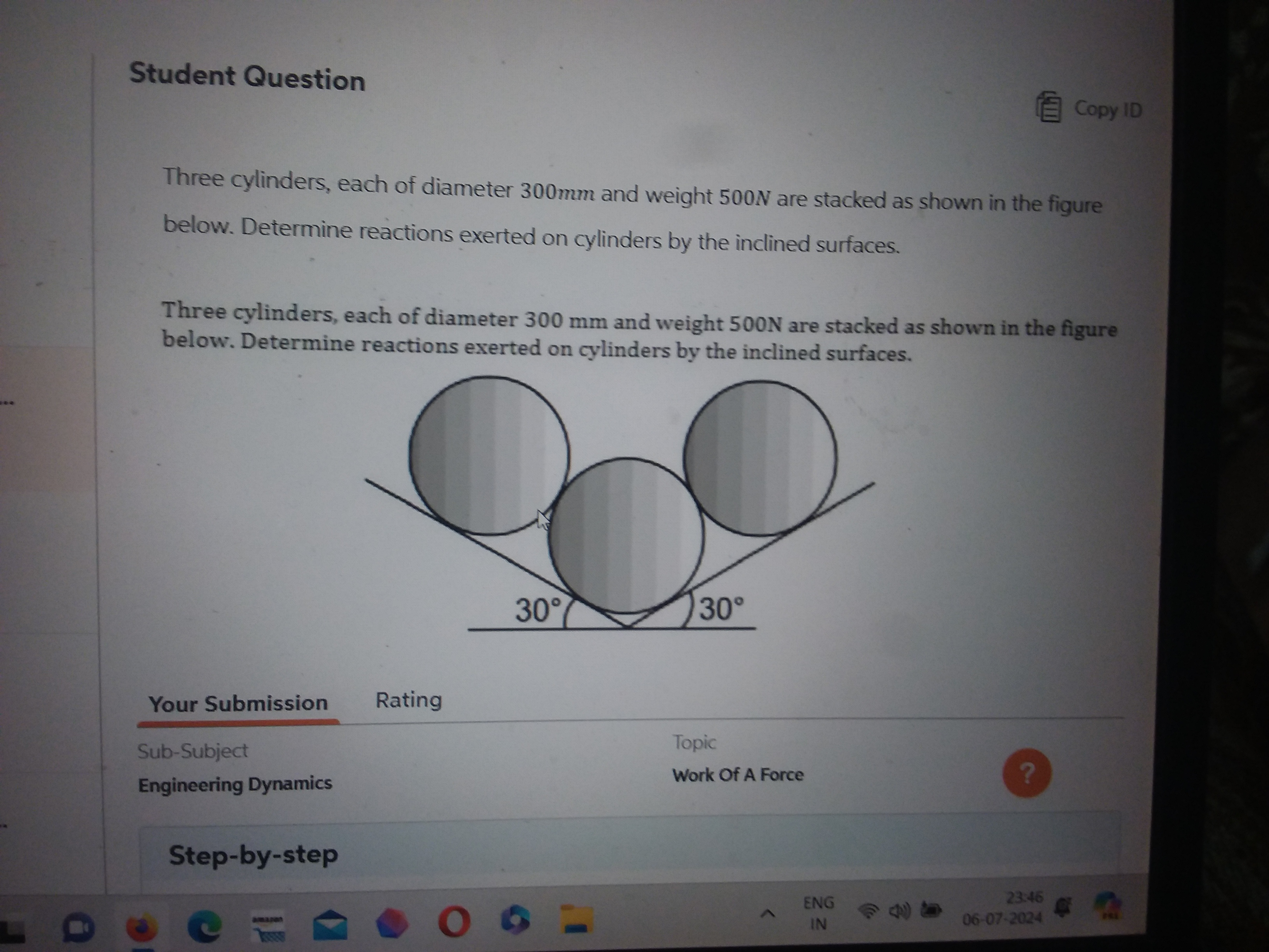 Student Question Three cylinders, each of diameter | Chegg.com