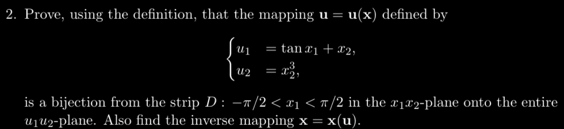 Solved Prove, using the definition, that the mapping u=u(x) | Chegg.com