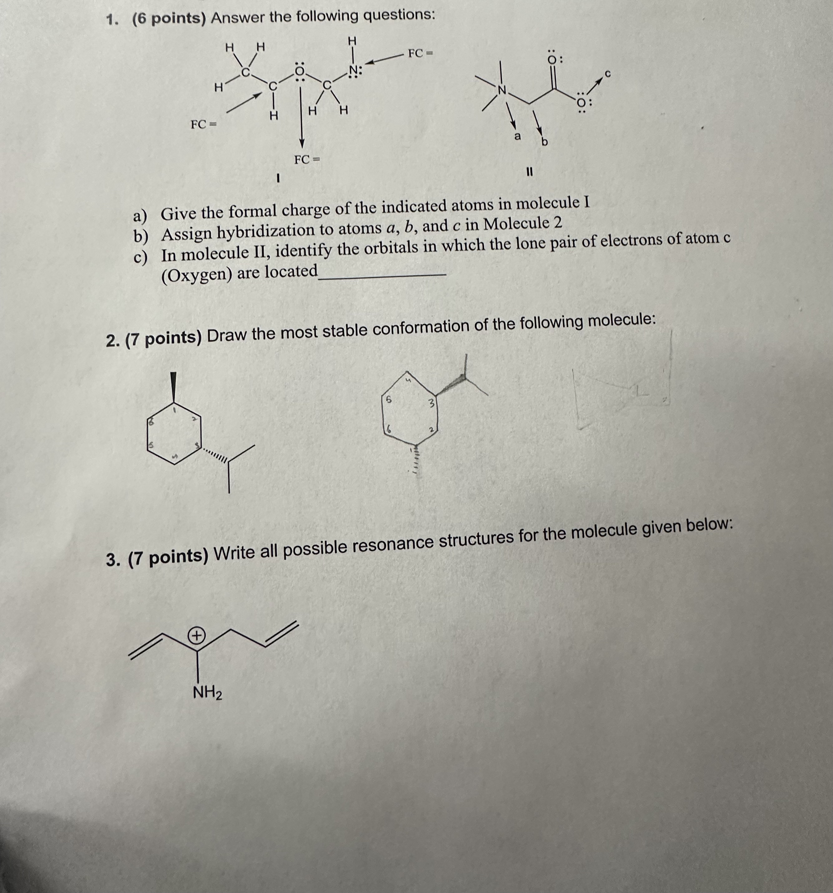 Solved a) ﻿Give the formal charge of the indicated atoms in | Chegg.com