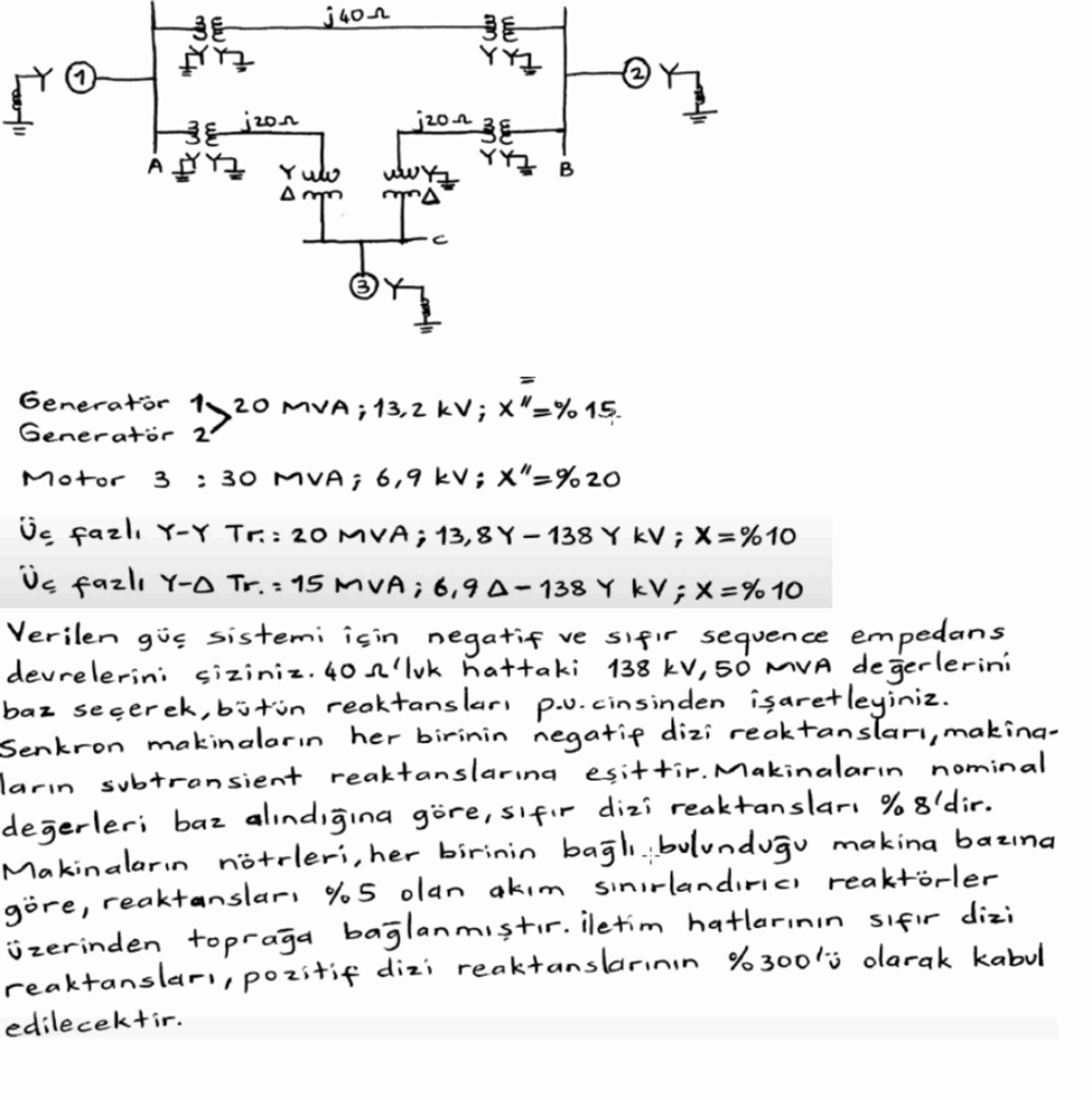Generator 1>20 ﻿MVA; 13,2kV;x''=%15. ﻿Generator | Chegg.com